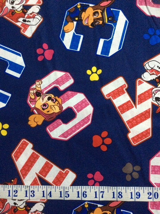 Paw Patrol Favourite Pups Navy Cotton Quilting Fabric 60cms