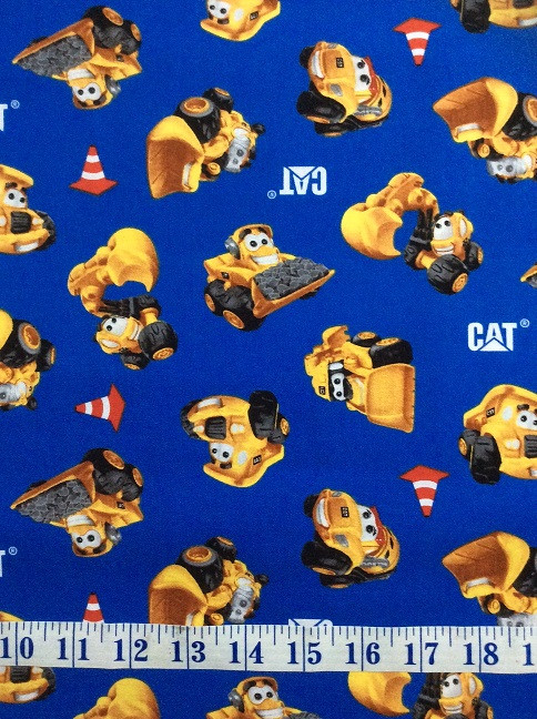 CAT Building Crew Wigglers Blue Bulldozers Trucks Cotton Quilting ...