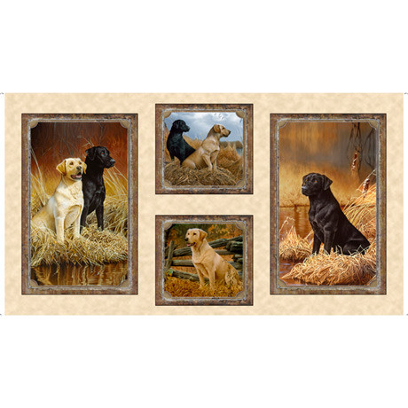 Labrador Picture Patches Loyal Lovable Labs Cream Cotton Quilting ...