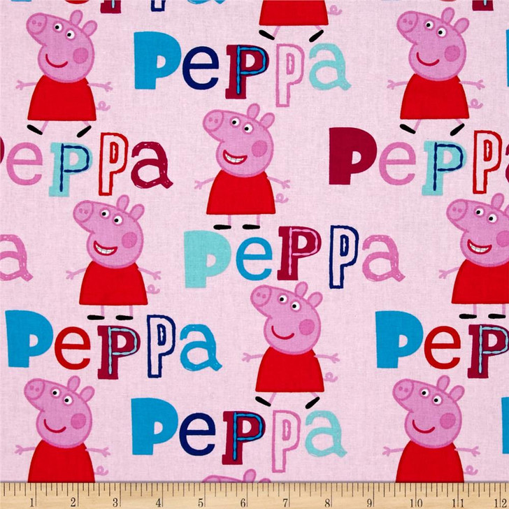Peppa Pig Pink Cotton Quilting Fabric 1/2 YARD