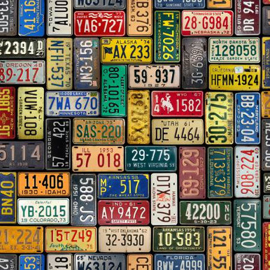 License Plates Rust Digital Print Cotton Quilting Fabric 1/2 YARD