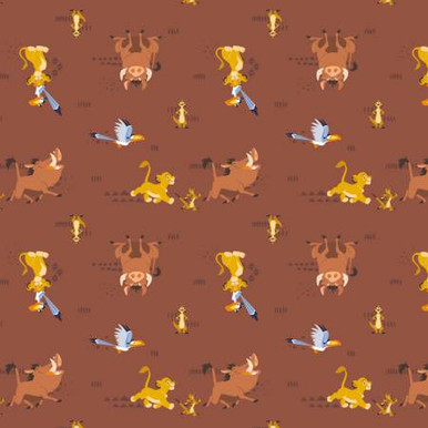 Disney Lion King Simba Zazu Pumbaa Sahara Brown Cotton Quilting Fabric ...
