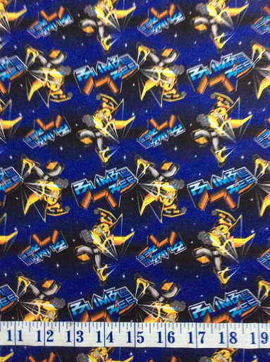 Transformers Bumble Bee Navy Background Cotton Quilting Fabric 1/2 YARD