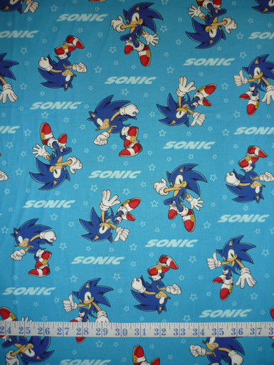 Sonic the Hedgehog Blue Background Cotton Quilting Fabric