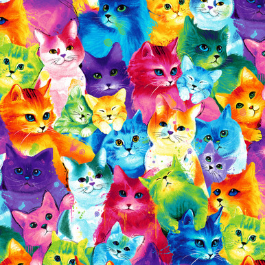Meowza Cats Packed Multi Cotton Quilting Fabric