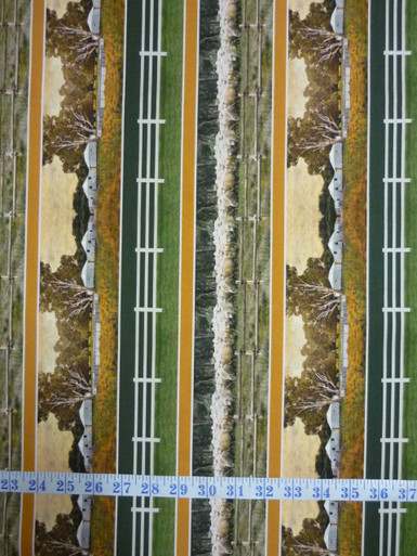 Merino Muster Farm Stripe Merino Sheep Cotton Quilting Fabric 80cms