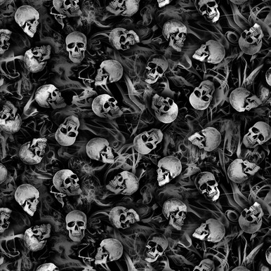 Wicked Eve Skulls Black Cotton Quilting Fabric