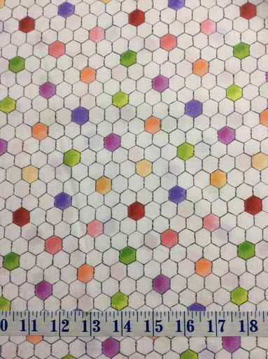 Chicken Chique Fowl Tile White by Loralie Cotton Quilting Fabric 65cms