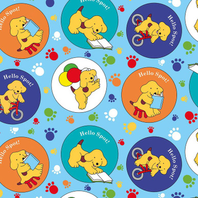 Spot the Dog Hello Spot Blue SP10011C1 Cotton Quilting Fabric
