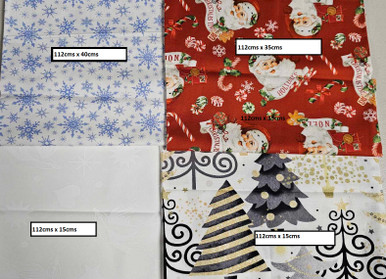 Assorted Christmas End of Bolt Pack 4 Piece EOBP-4 Cotton Quilting Fabric