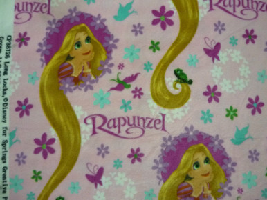 Disney Rapunzel Long Locks Pink FLEECE Fabric 137cms