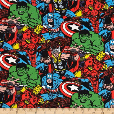 Marvel Avengers Multi Stretch Knit Fabric Suit T Shirts 1/2 YARD