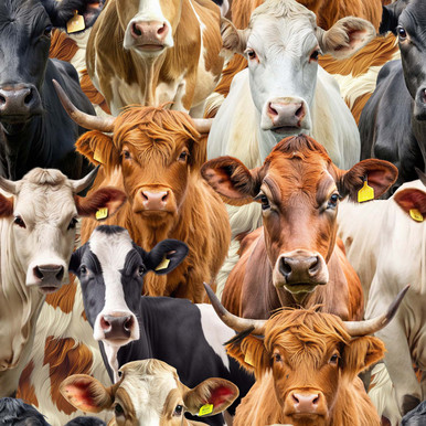 Homestead Bovine Cows Mixed Breeds Packed 4101D Cotton Quilting Fabric