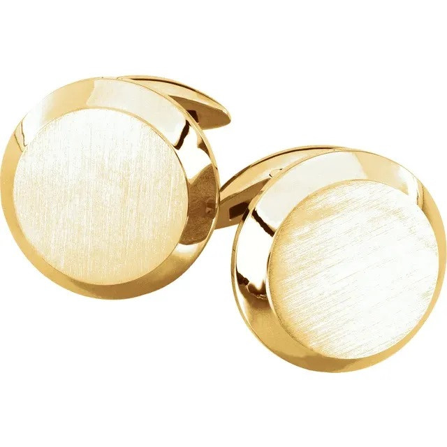 Round Cufflinks in 14k or 18k Gold - DaVinci Emporium