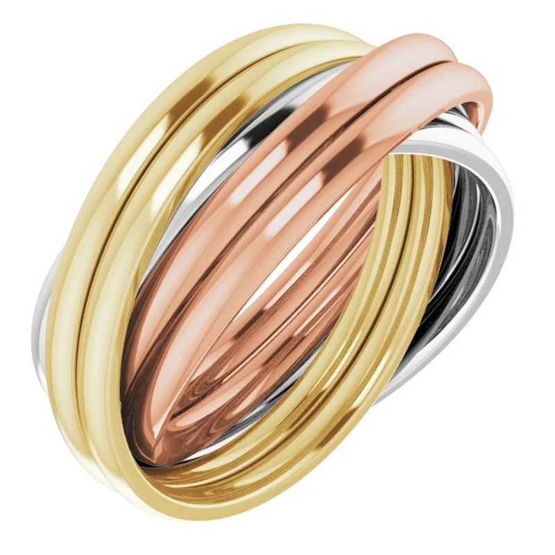 14k Tri Color Gold 3 Band Rolling Ring - DaVinci Emporium