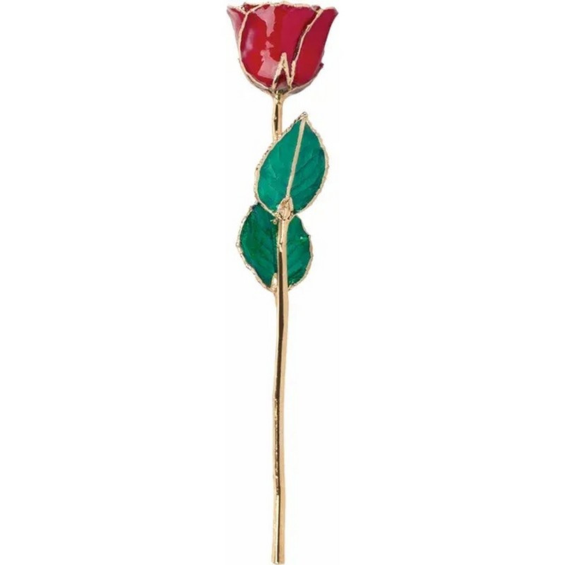 Lacquered 24k Gold Trimmed Ruby Rose - DaVinci Emporium