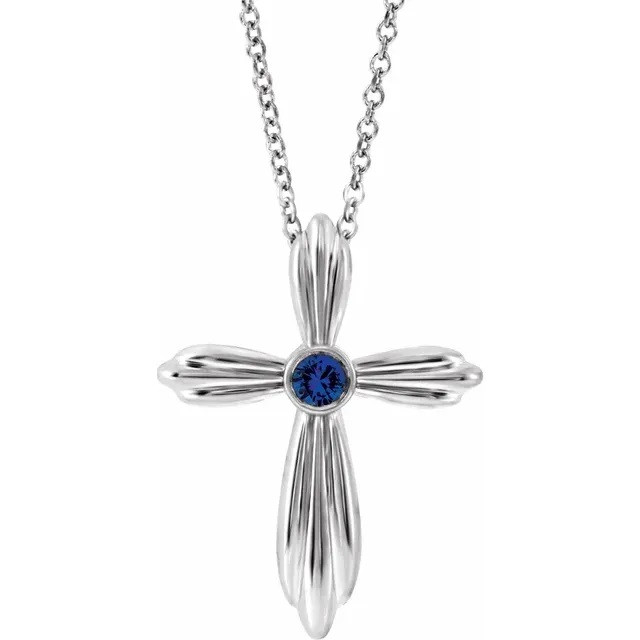 Birthstone Cross Necklace in 14k Yellow, Rose or White Gold and ...