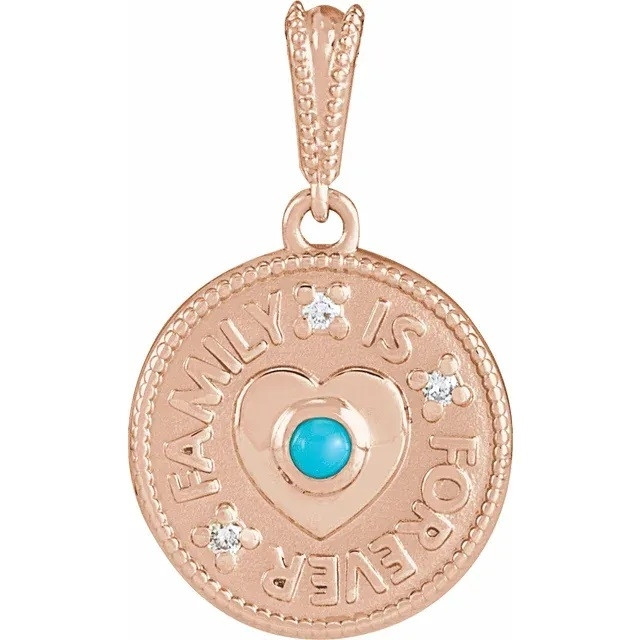 Gemstone and Diamond Family is Forever Pendant in 14k Gold or Platinum ...
