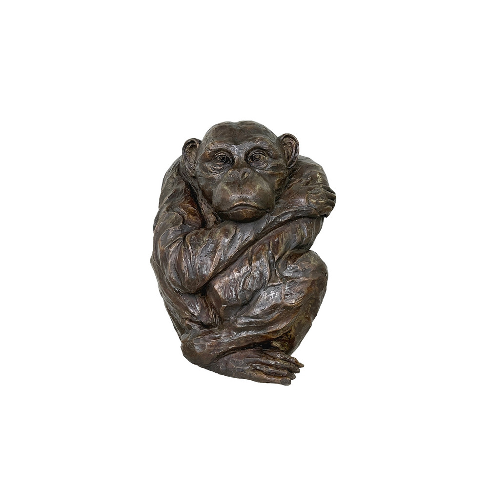 Bronze Lonely Monkey Tabletop Sculpture - DaVinci Emporium