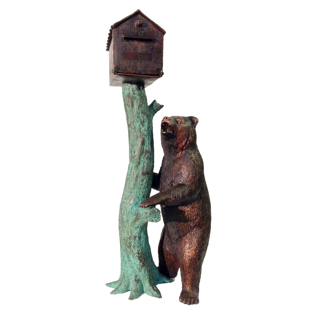 Bronze Bear Mailbox Sculpture - DaVinci Emporium