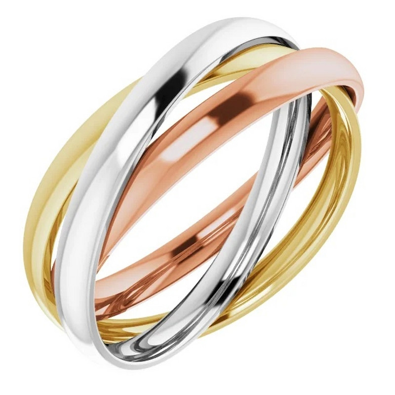 14k Tri Color Gold 3 Band Rolling Ring - DaVinci Emporium