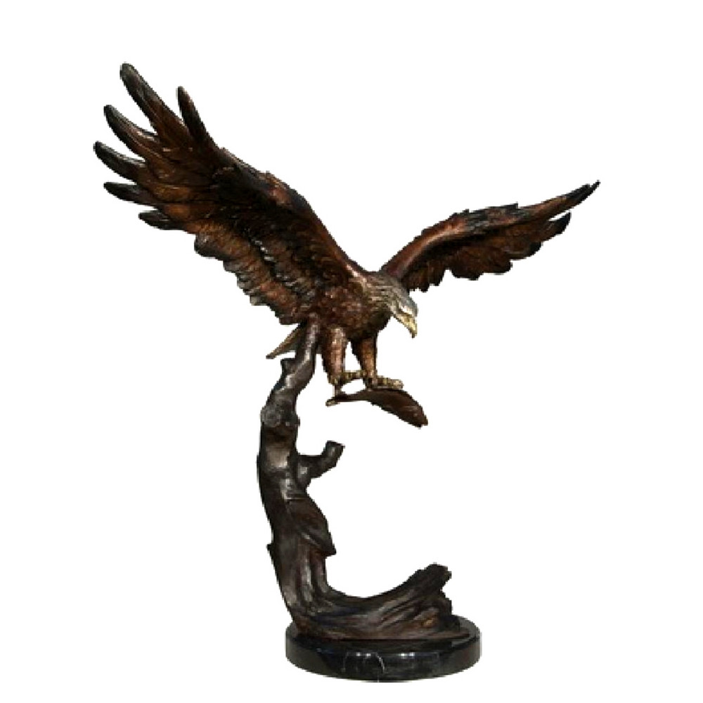 Bronze Eagle Catching Fish Sculpture - DaVinci Emporium