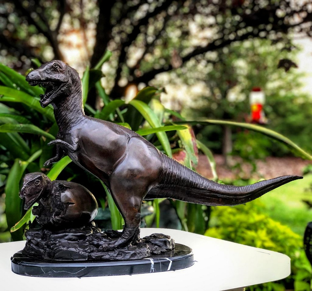 Bronze Parasaurolophus Dinosaur Tabletop Sculpture - DaVinci Emporium