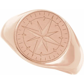 Men's Compass Signet Ring in 14k Gold or Platinum - DaVinci Emporium