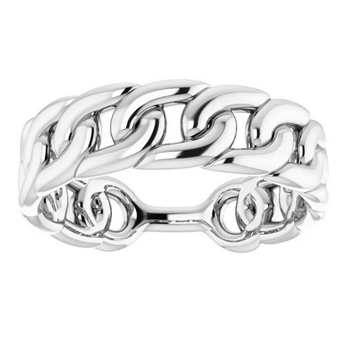 Chain Link Stackable Ring in 14k Gold or Platinum - DaVinci Emporium