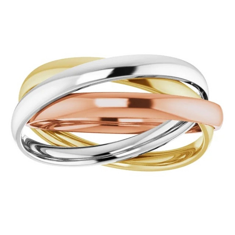 14k Tri Color Gold 3 Band Rolling Ring - DaVinci Emporium