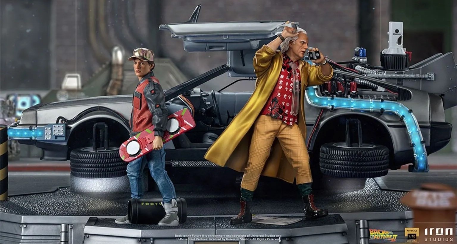 Back to the Future II DeLorean Statue Full Set Deluxe Art Scale 1/10 ...