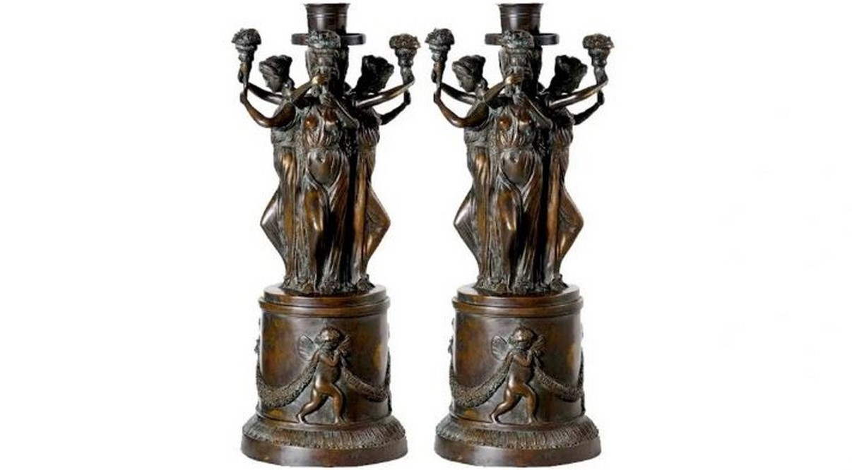 Illuminate Your Space with the Bronze Four Ladies Candelabra Pair ...
