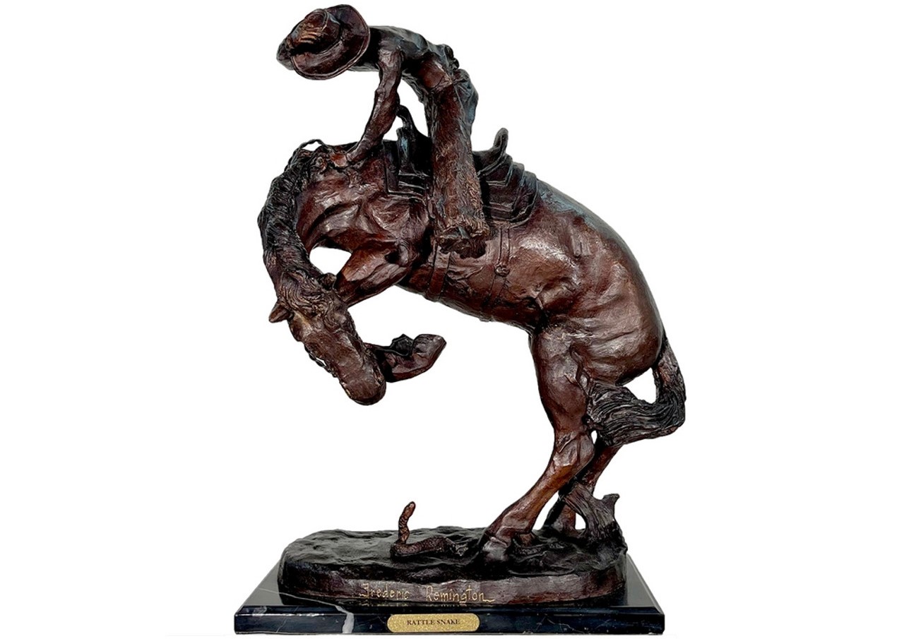 Bronze Remington The Rattlesnake Tabletop Sculpture - DaVinci Emporium