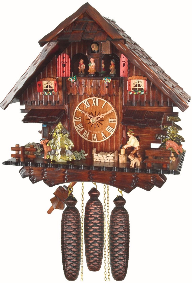 The Engstler Black Forest Chalet Wood Chopper Cuckoo Clock Plays ...