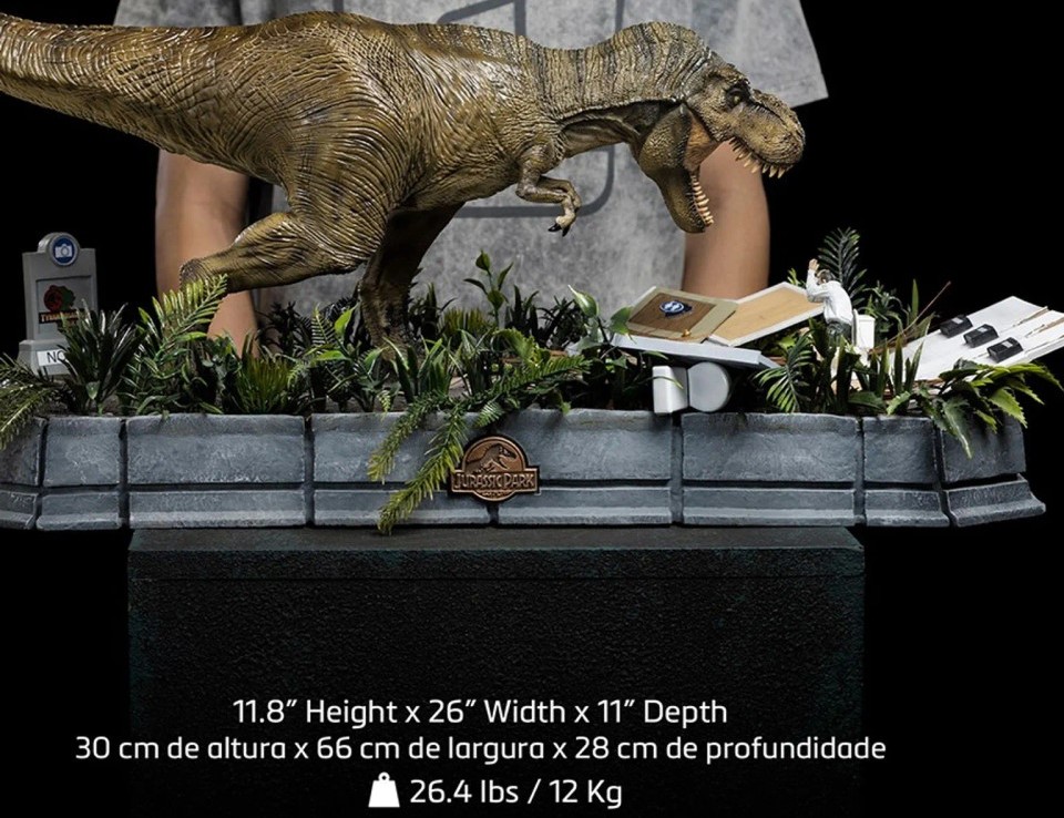 The Iconic Jurassic Park T Rex and Donald Gennaro Statue Demi Scale ...