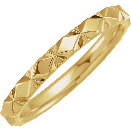 2.5 mm Art Deco Faceted Diamond Pattern Wedding Band - DaVinci Emporium