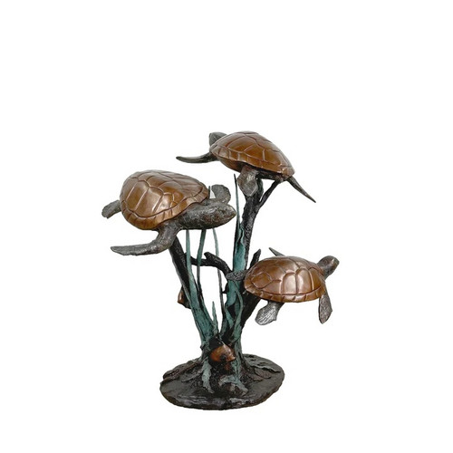 Bronze Three Sea Turtle Fountain Sculpture - DaVinci Emporium