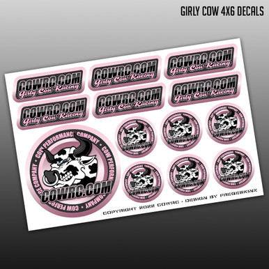 4" x 6" Girly Cow Racing Decals