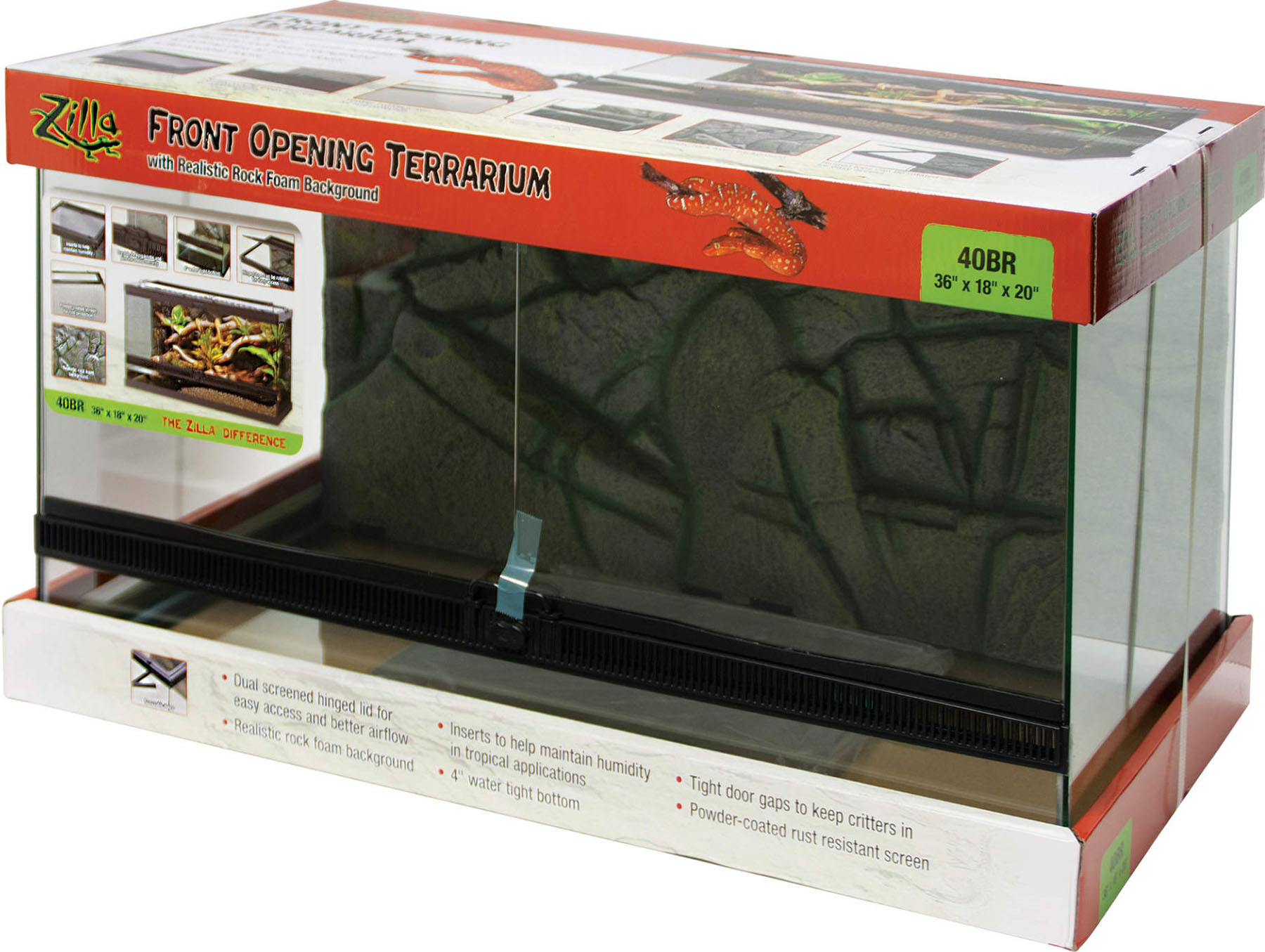 ZILLA FRONT OPENING TERRARIUM | BLACK | 40 GAL BR-36X18X20 IN | 277220 ...