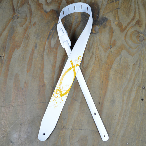 Colonial Leather Gold Fish Printed Leather Guitar Strap (GOLDFISH)