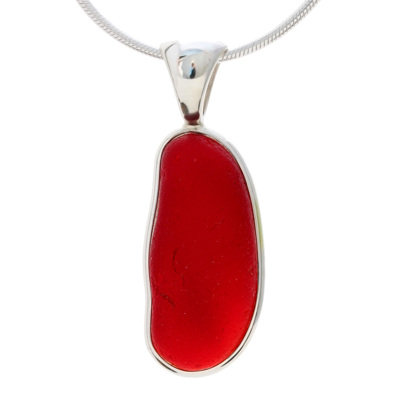 Long Cherry Red In Sterling Deluxe Wire Bezel© Pendant Setting (SSP1630)