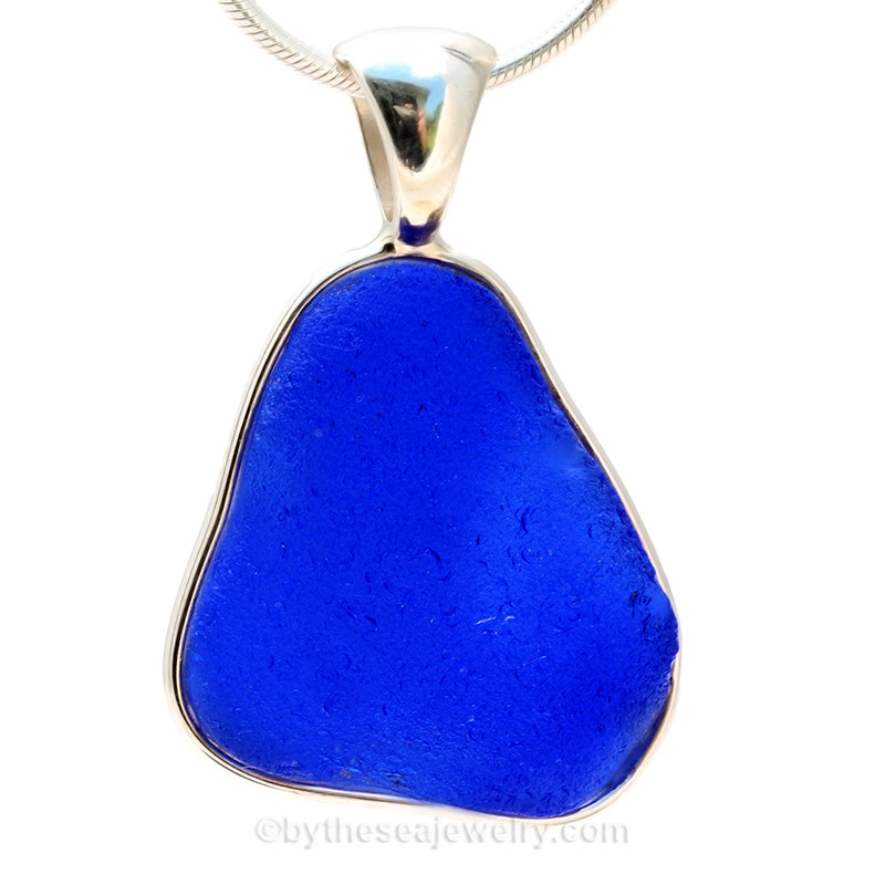 Large Embossed Phillips Cobalt Blue Genuine Sea Glass Deluxe Wire Bezel ...