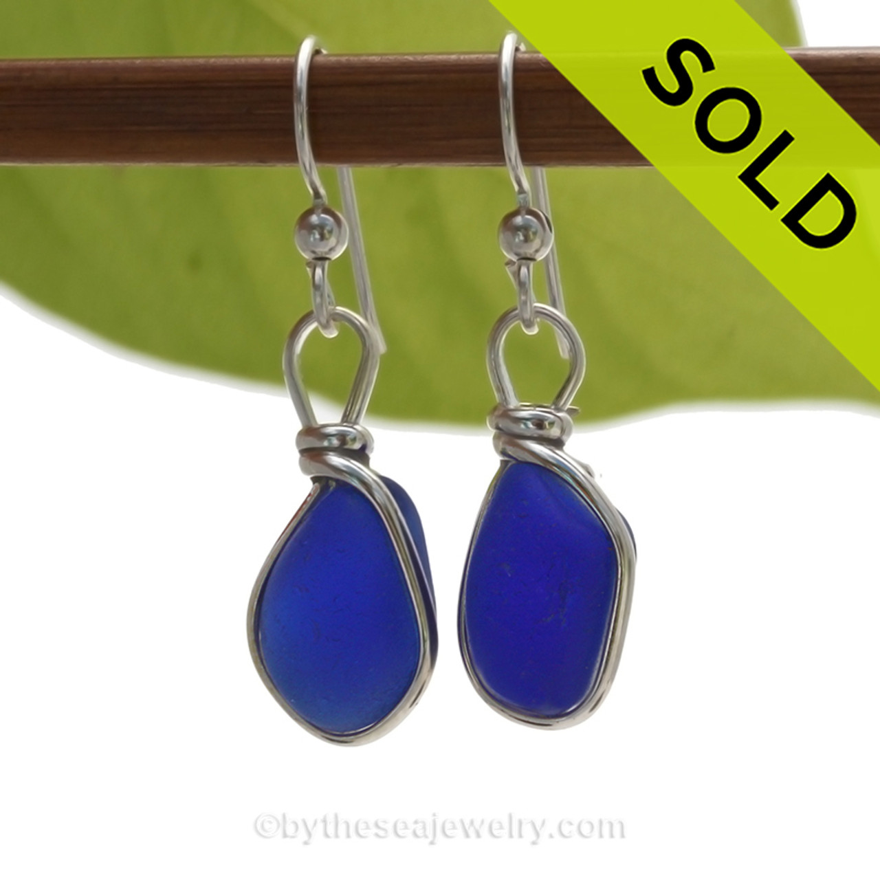 Stunning Vivid Cobalt Blue Genuine Sea Glass Pendant In Ss Original