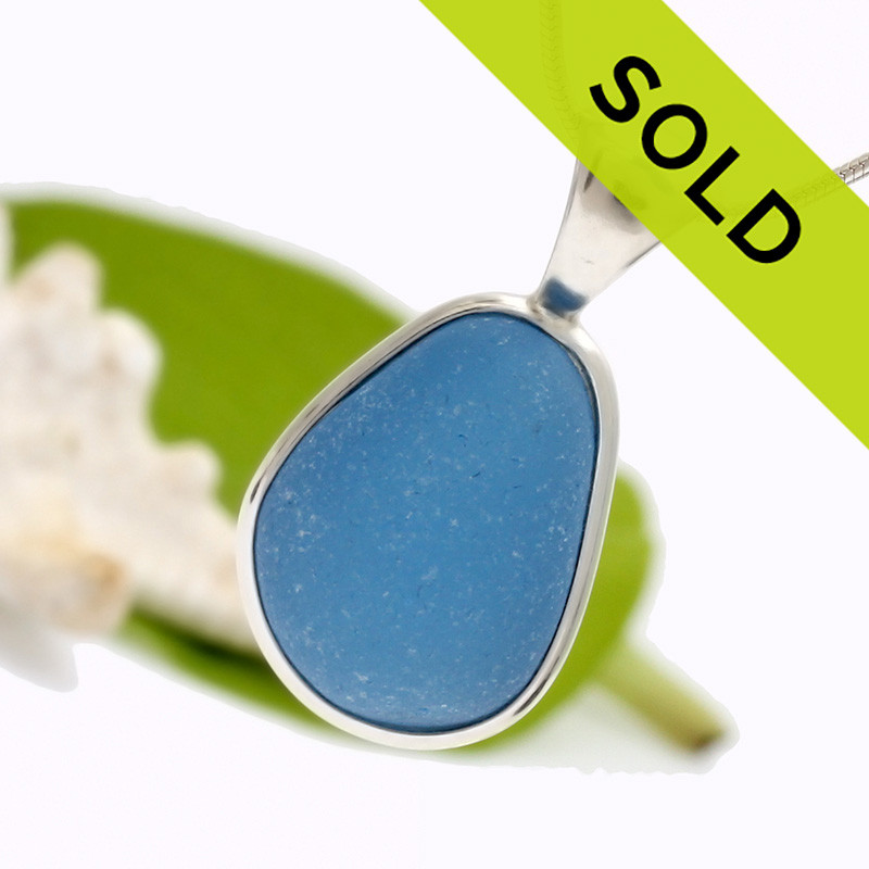 Puddles In An English Rain - Blue Multi Sea Glass In Deluxe Wire Bezel ...
