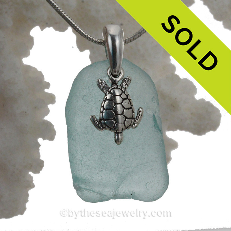 Sea Charmed - Palest Aqua w/ Sea Turtle Charm On Collar