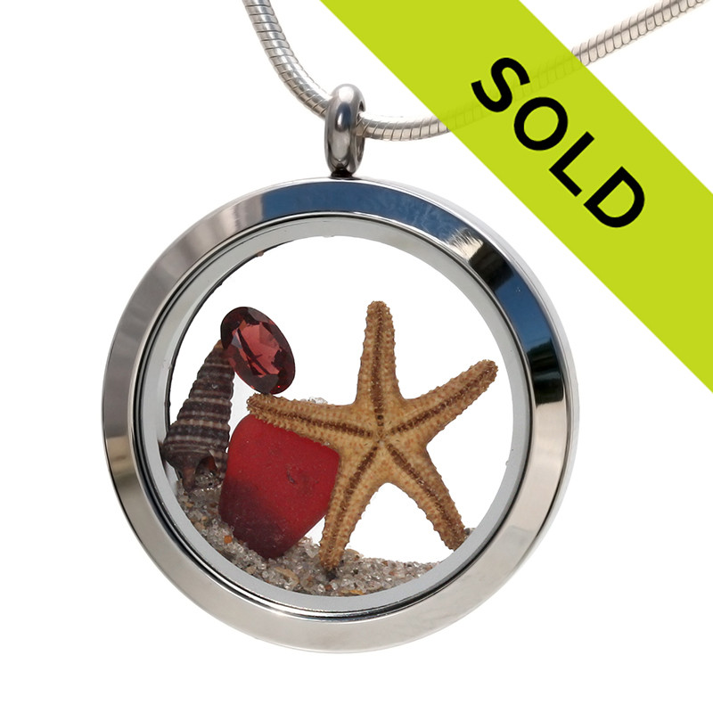 Beach Party - Sea Glass Beach Bangle Locket Bracelet