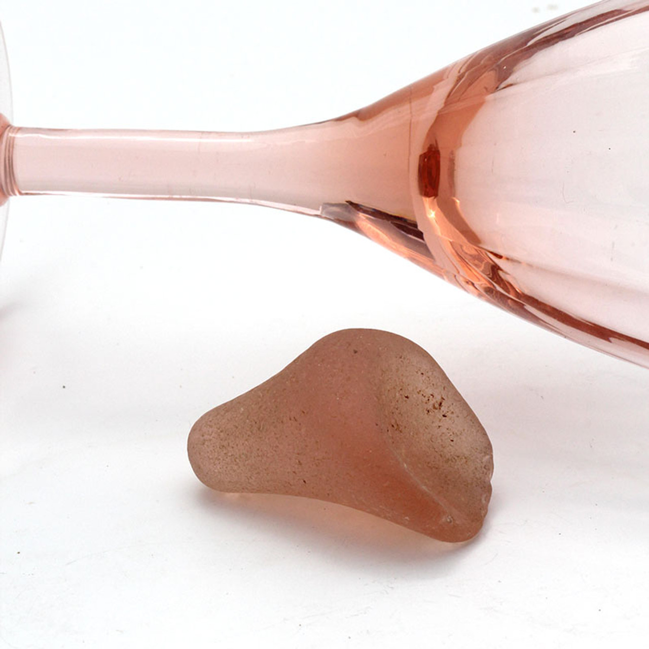 Huge Pattern Peach Sea Glass Pendant In Tiffany Deluxe Wire Bezel