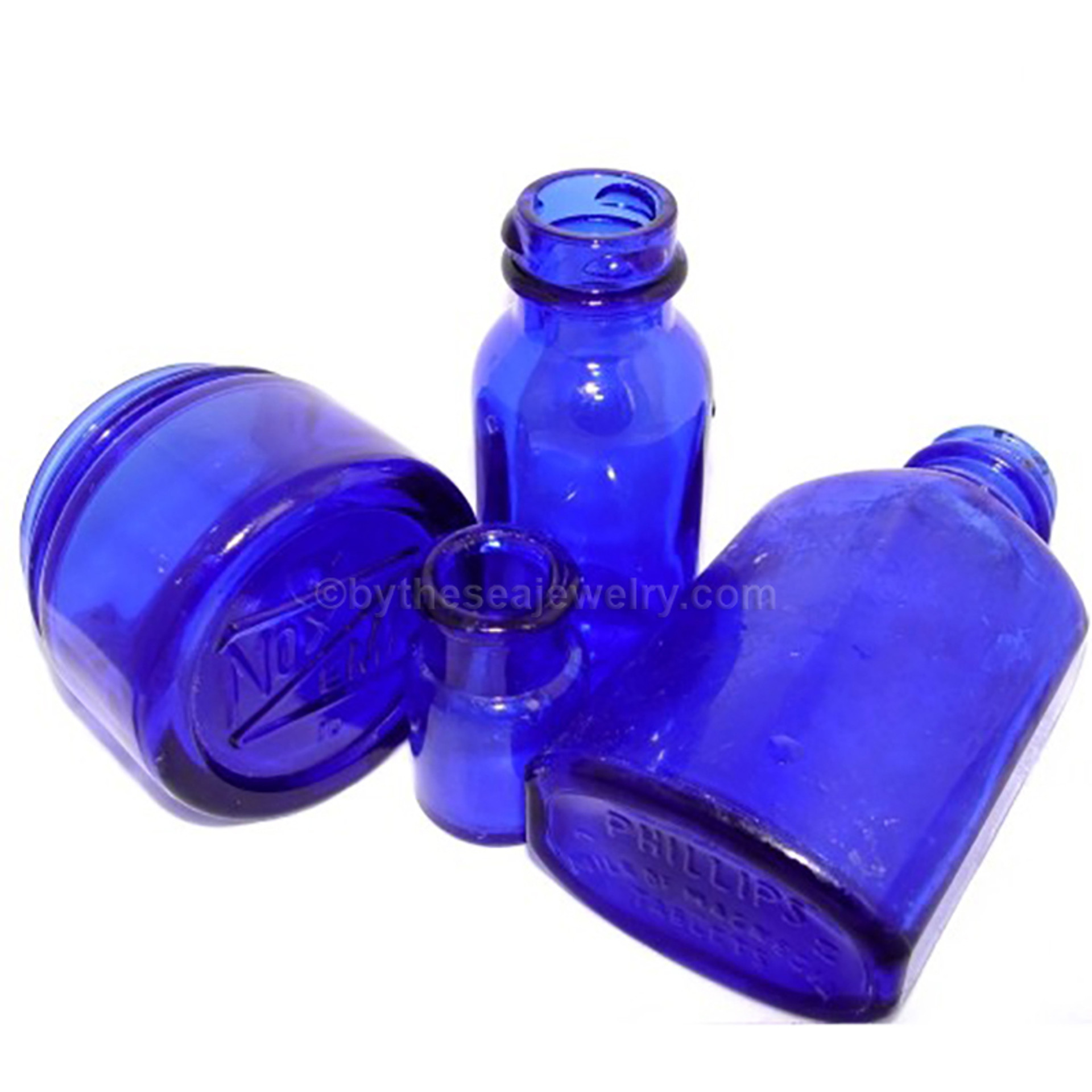 Cobalt Blue Genuine Sea Glass Bottle Bottom In Deluxe Wire Bezel