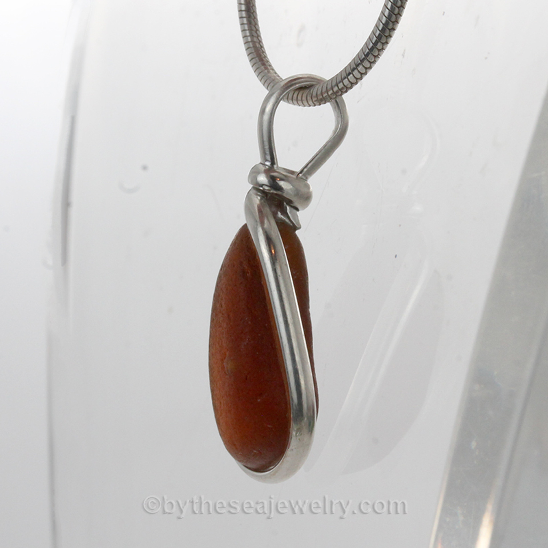 Amber Brown Sea Glass Pendant