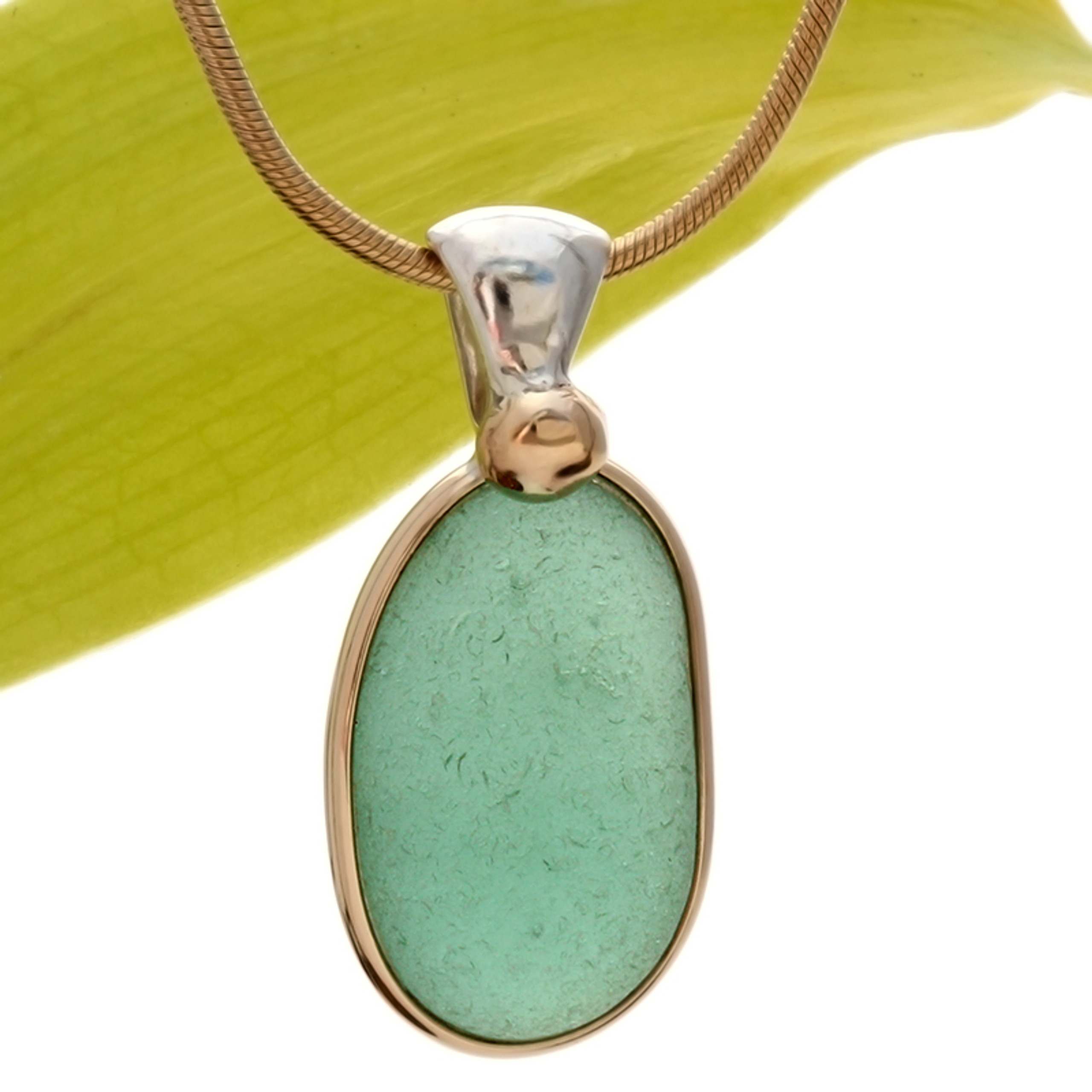 Limited Offering Aqua Green Sea Glass In Tiffany Deluxe Wire Bezel